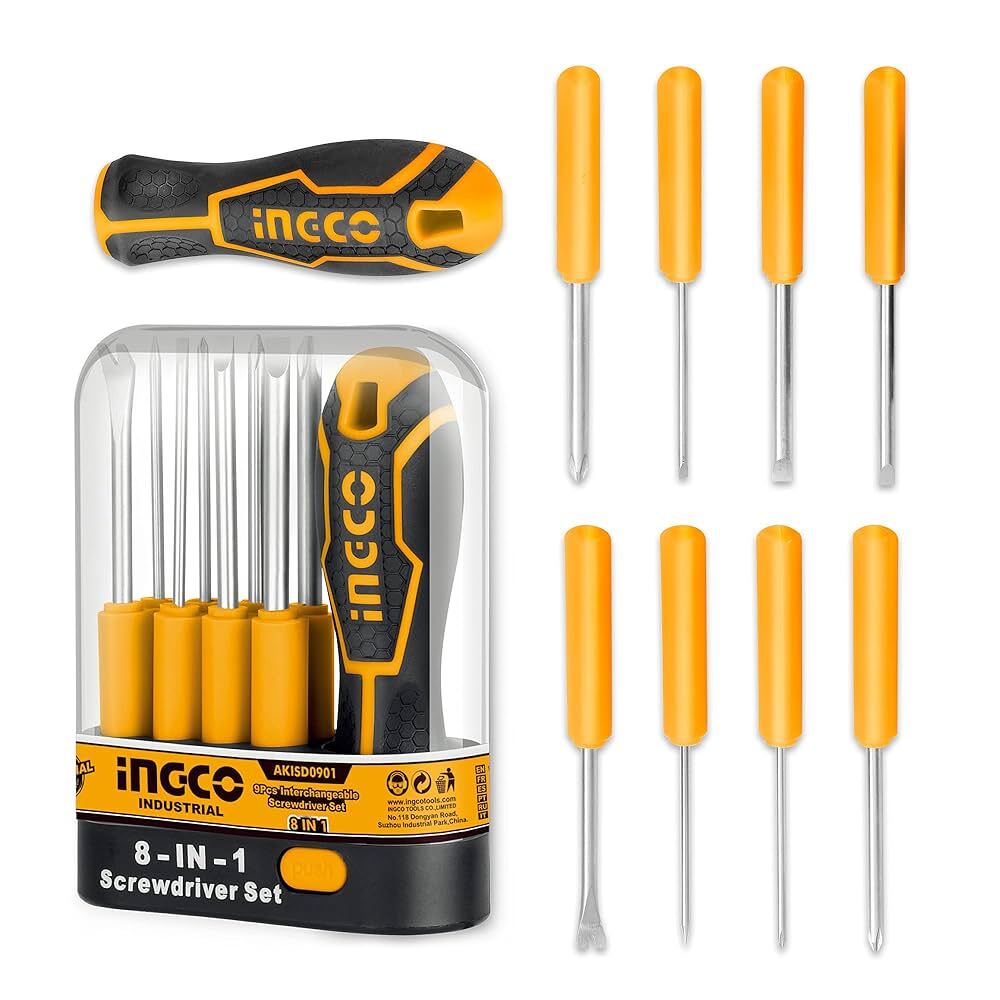 INGCO 9 Pcs Interchangeable Screwdriver Set AKISD0901