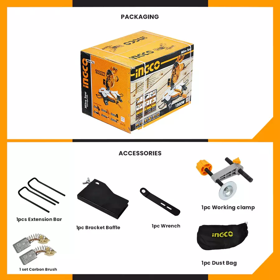 INGCO Mitre Saw BMS18007 (1800W) – High Precision Cutting Tool