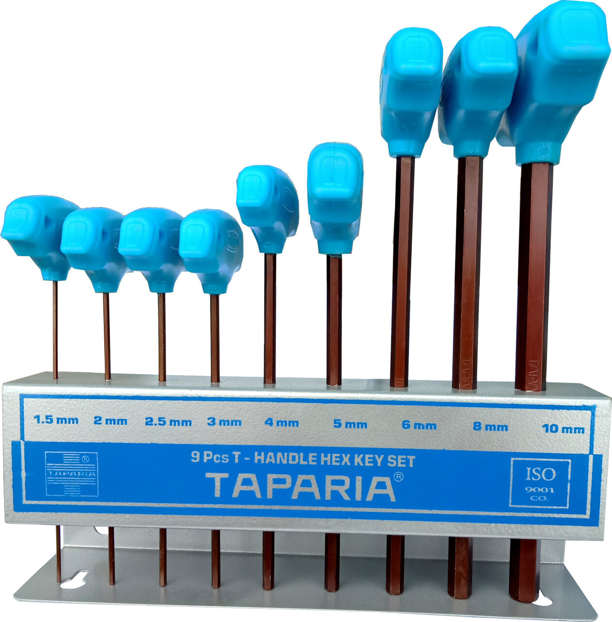 TAPARIA 9 Pcs. T-Handle Allen Key Set Metal Stand 1.5,2,2.5,3,4,5,6,8 ...